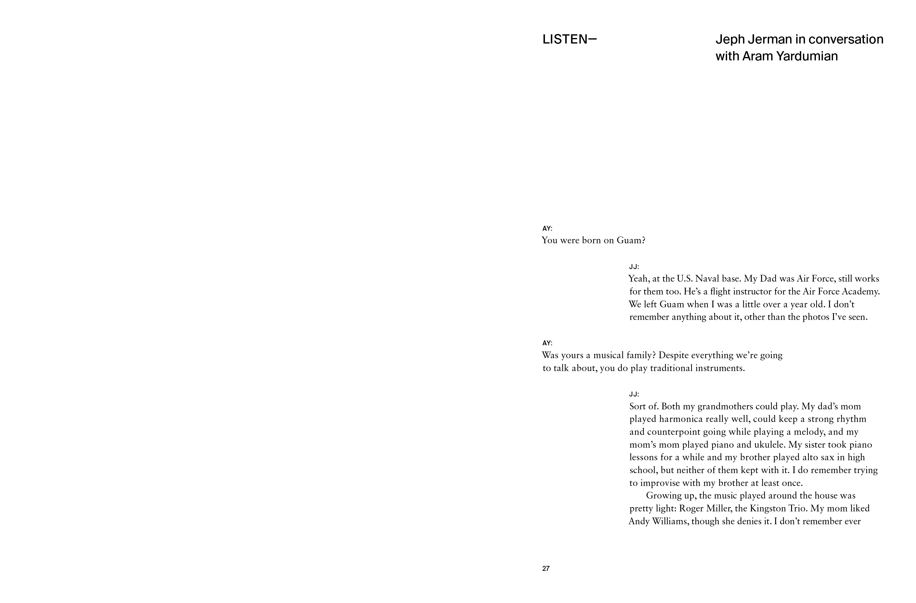 Jeph Jerman : Listen - Les presses du réel (book)